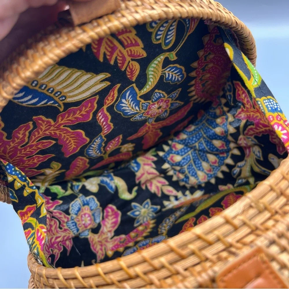 Bags | Handwoven Round Tan Rattan Bag For Women Bali Ata Straw Bags ...